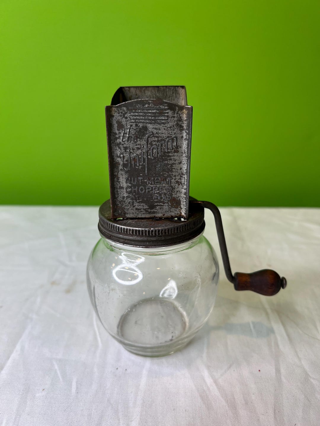 Vintage Metal and Glass Nut Chopper Nut Crusher Nut Meat Chopper With ...