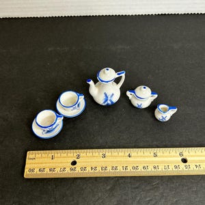 Vintage Miniature Doll House Delft Blue Porcelain Windmill Tea Set - Etsy