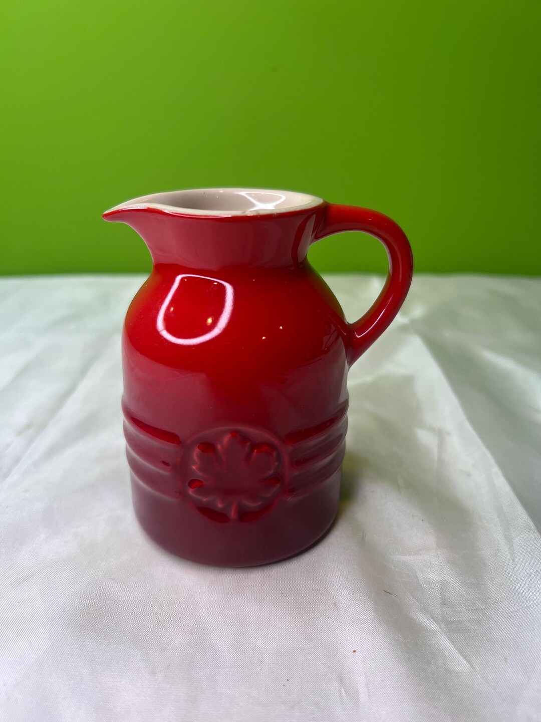 Vintage Le Creuset Ceramic Syrup Cream Pitcher Red Ombre 6 Oz 4 in Tall ...