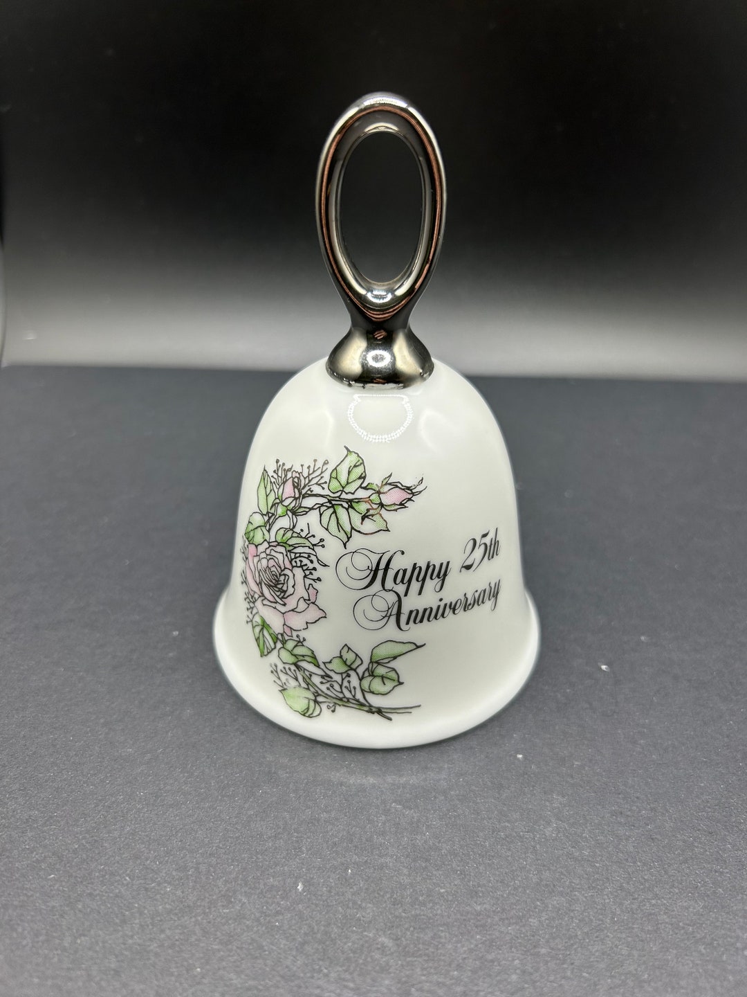 Vintage Porcelain Enesco 1983 25th Anniversary Wishes Rose Bush Bell - Etsy