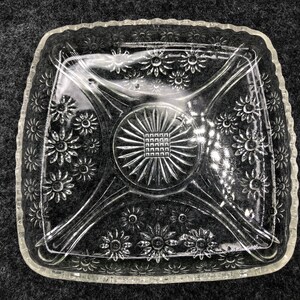 Vintage Crystal Glass Square Tray With Flower Pattern Trinkets and ...