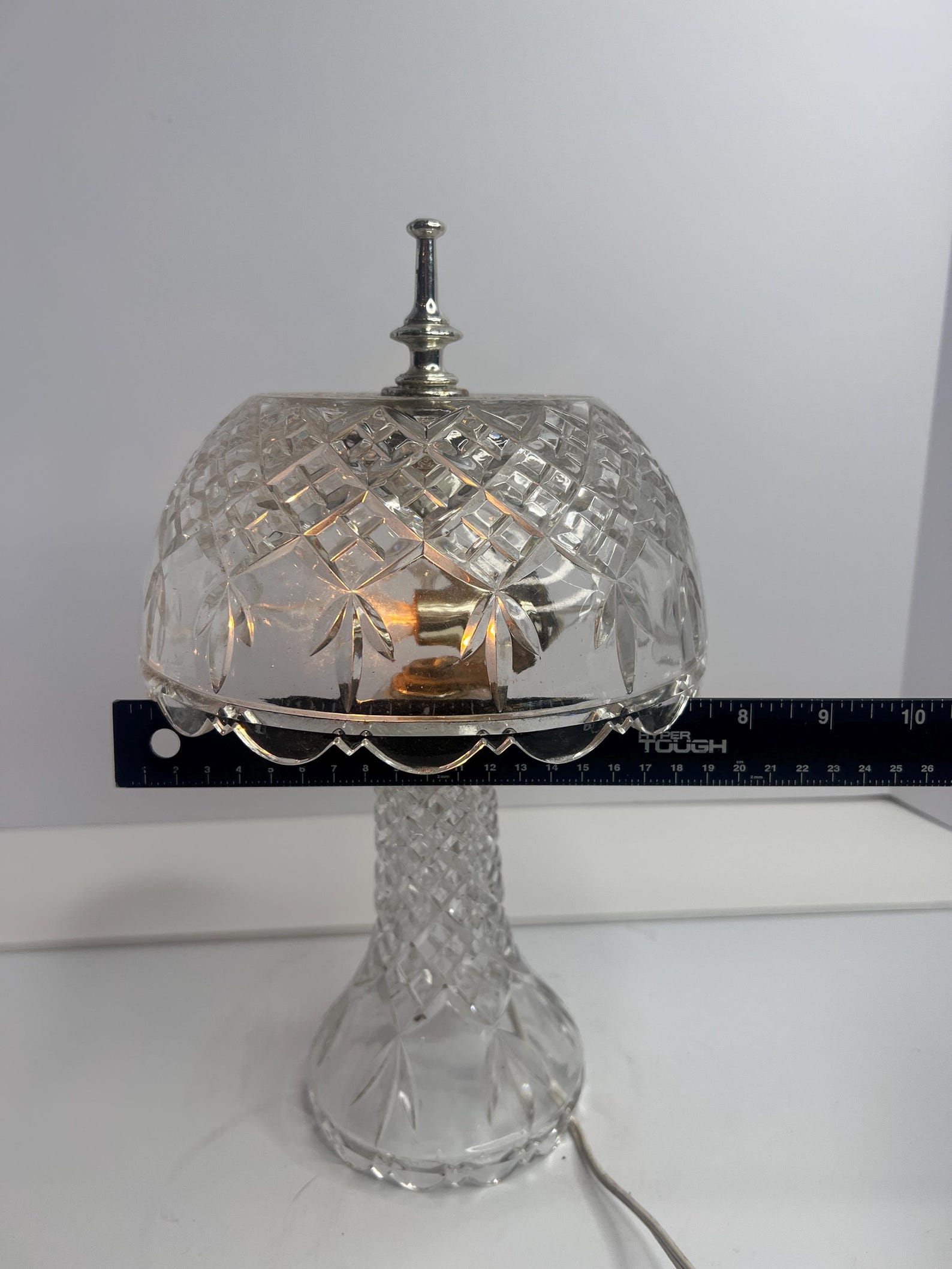 Vintage Cut Crystal Glass Portable/ Parlor Table Lamp ~ Clear Crystal ...