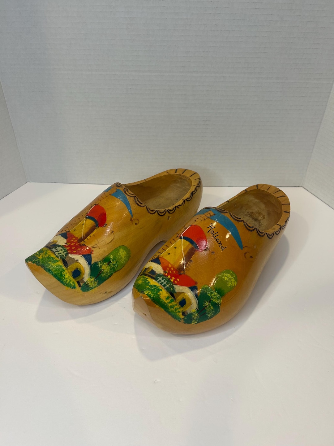 Vintage Large Pair of Authentic Holland Carved Wooden Clogs With ...