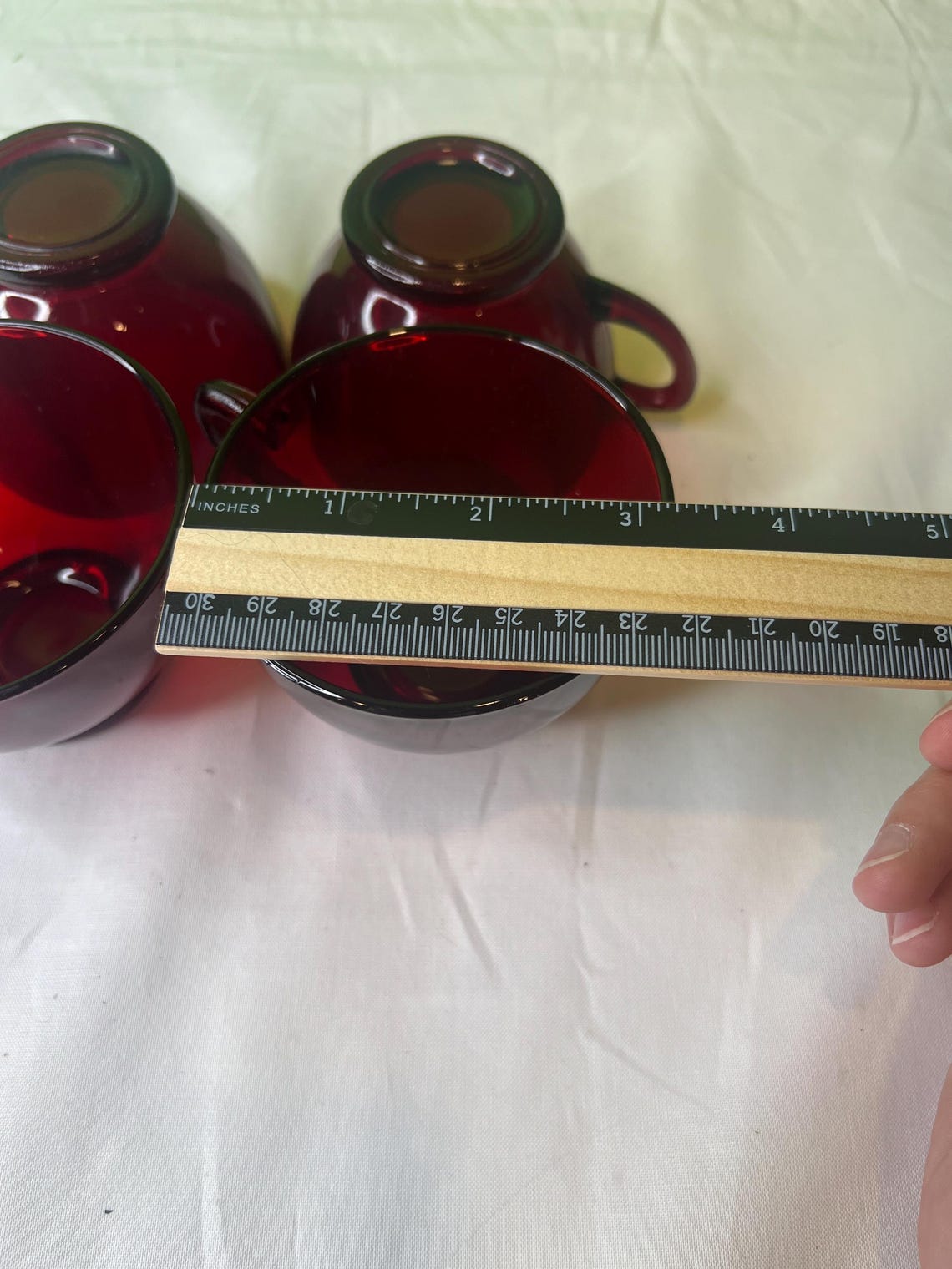 Vintage Ruby Red Depression Glass Set of 4 Coffee Tea Cups - Etsy