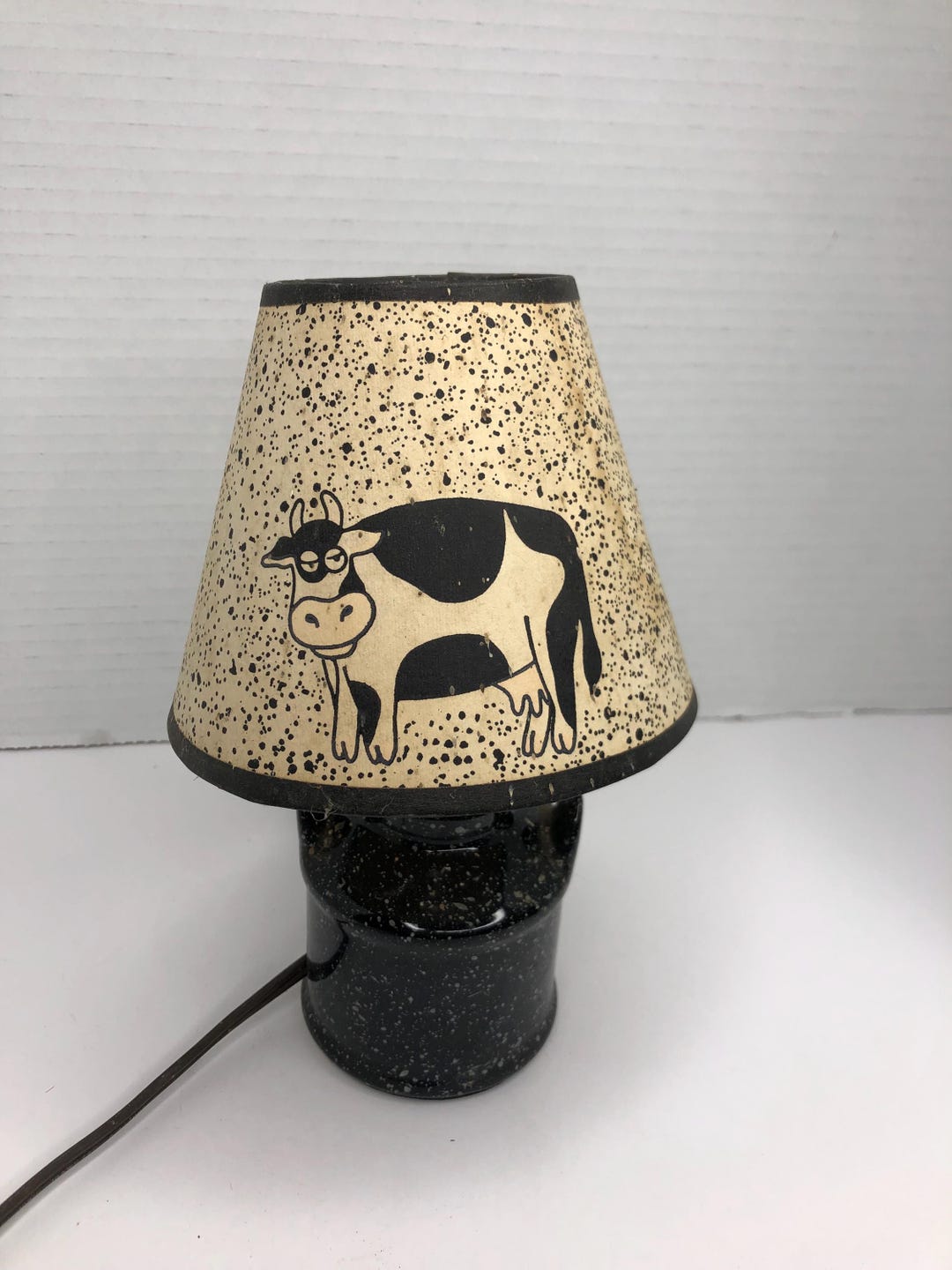 Vintage Cow Lamp and Shade Farmhouse Some Discoloration as Noted in ...