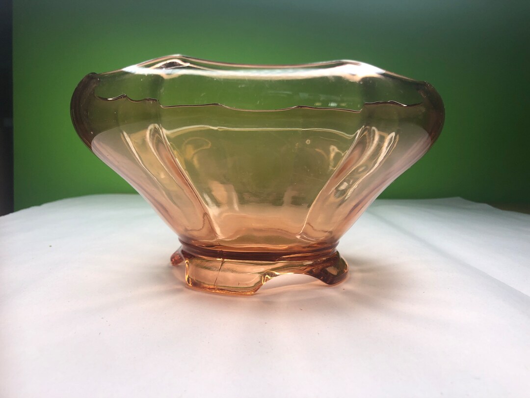 Vintage Pink Depression Glass Compote Bowl Dish With Gorgeous Coloring ...