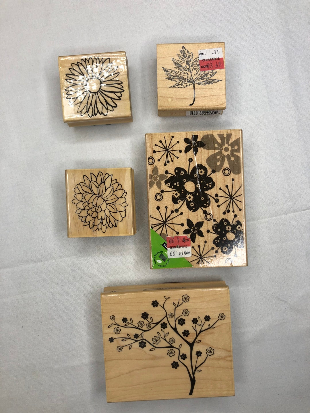 Rubber Stamp Blocks Set of 5 Flower Tree Leaf Theme - Etsy