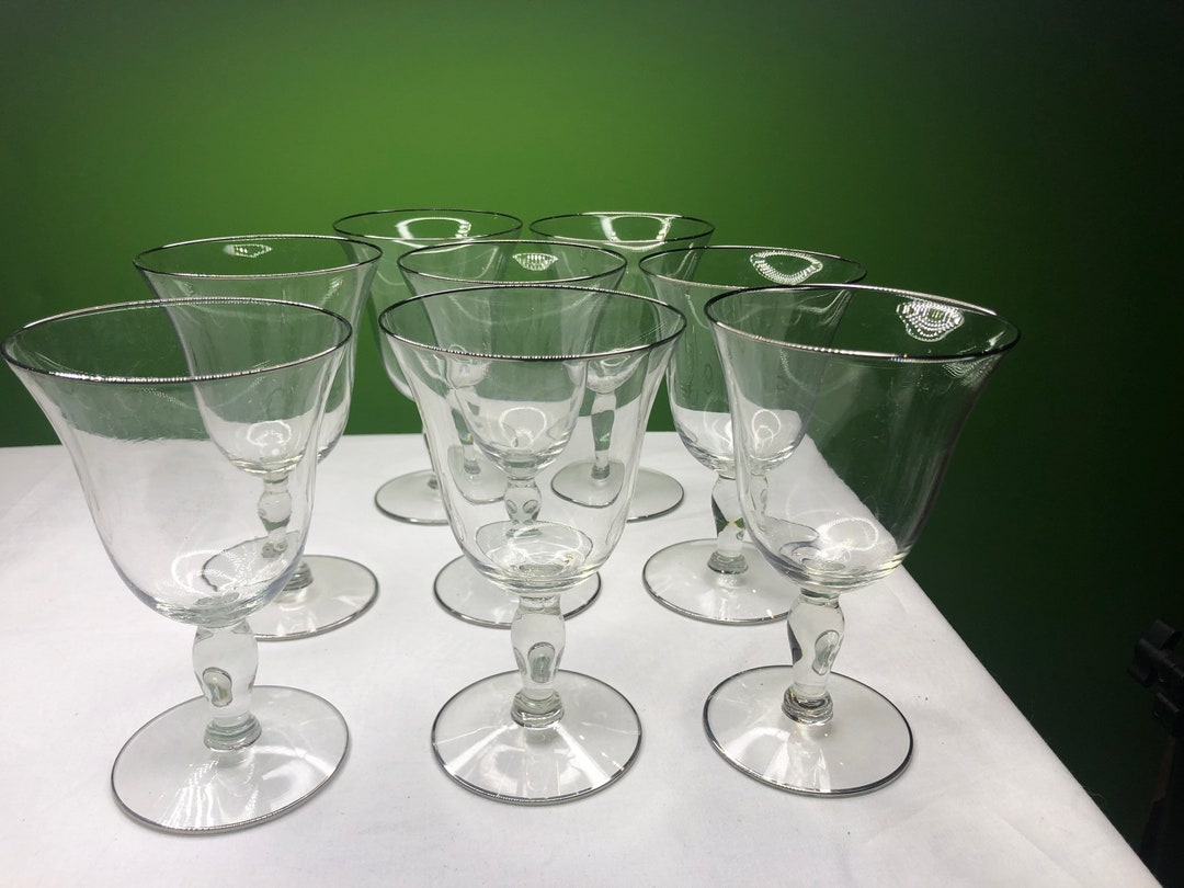 Vintage Clear Glass Stemware With Delicate Weights and Beautiful Silver ...
