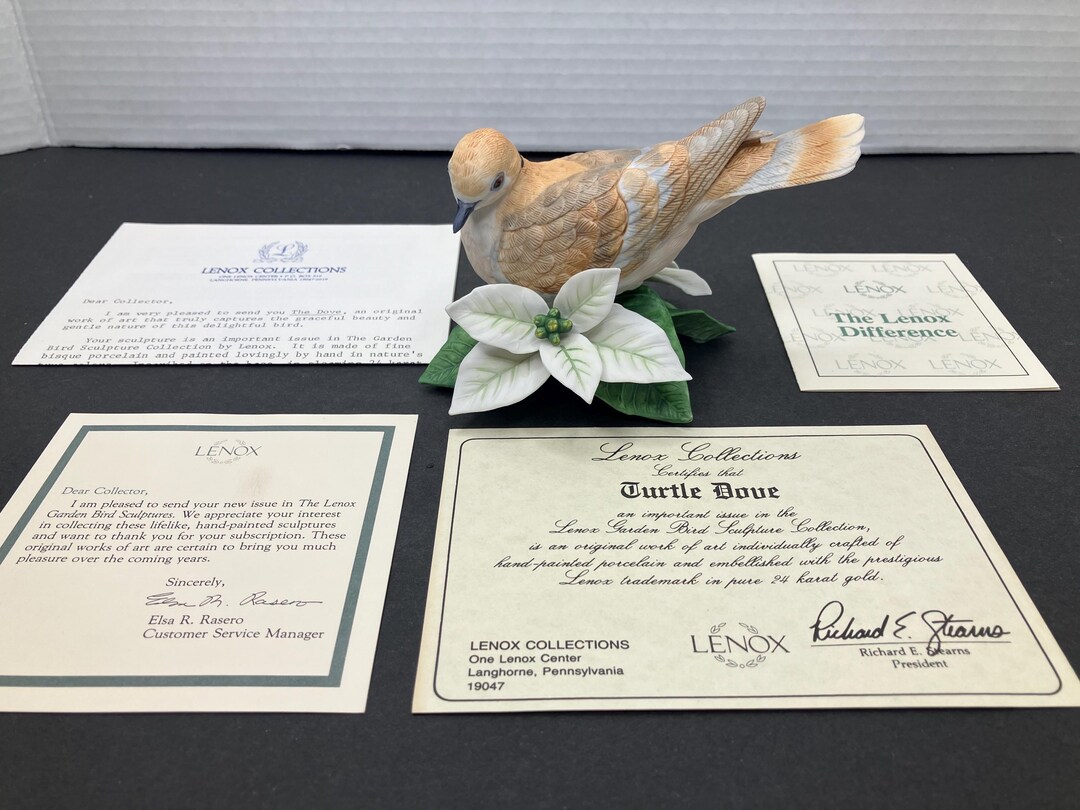 Vintage Lenox Porcelain Turtle Dove Figurine With Original Paper Work ...