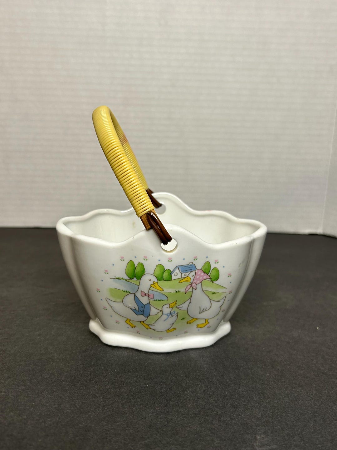 Vintage Wicks N Sticks Mother Goose Ceramic Handled Basket Potter ...