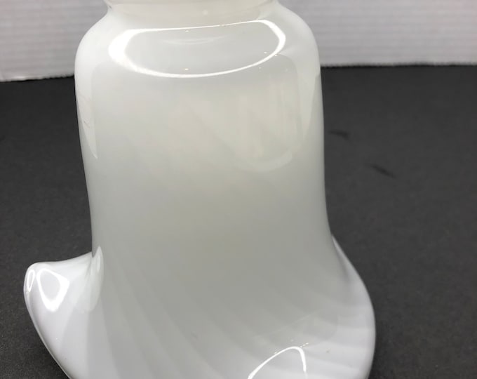 White Glass Bell Shape Lamp Shade With Swirls, Vintage Lamp Shade, Milk ...