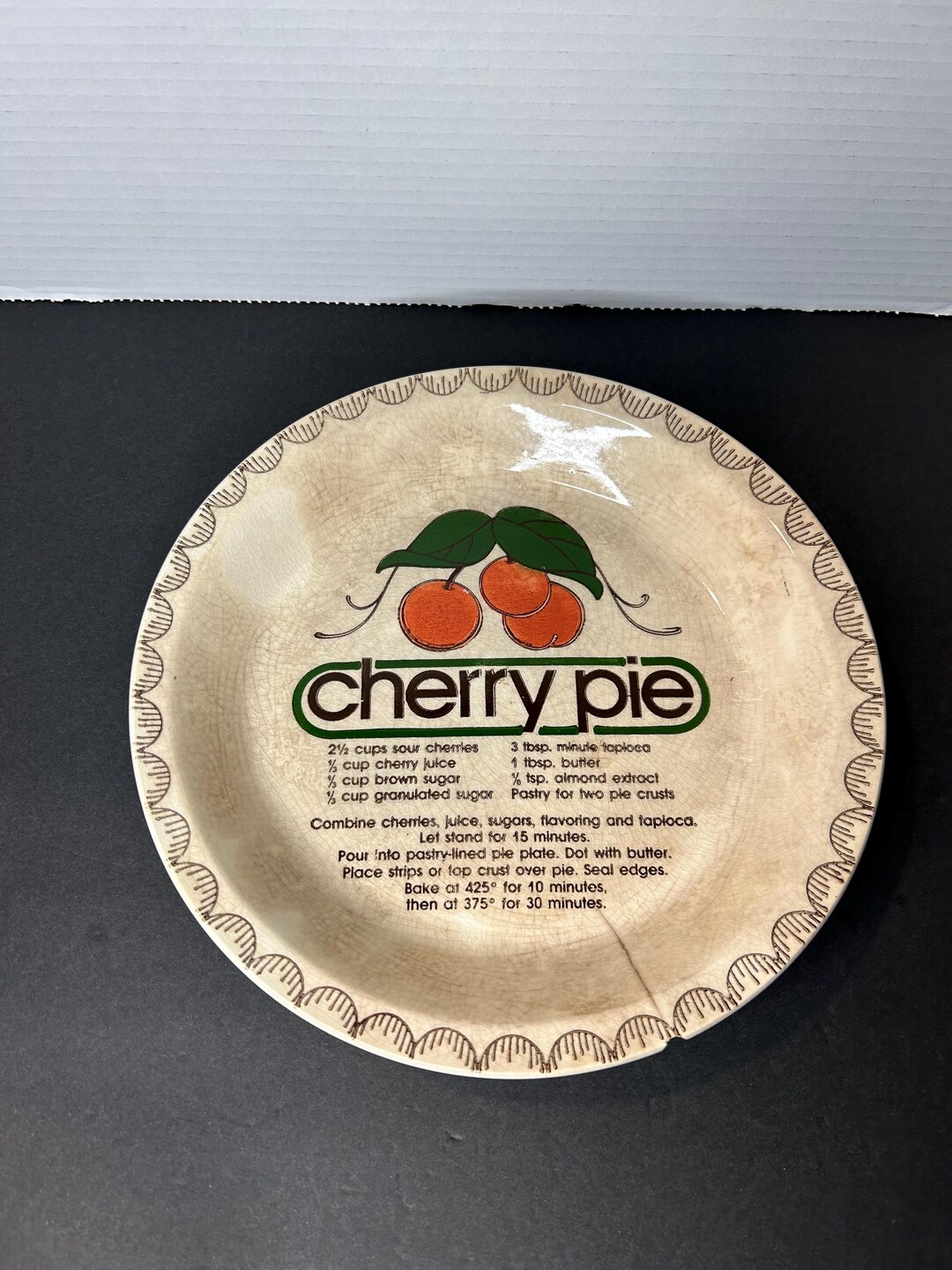 Vintage Cherry Pie Ceramic Recipe Baking/serving Dish - Etsy