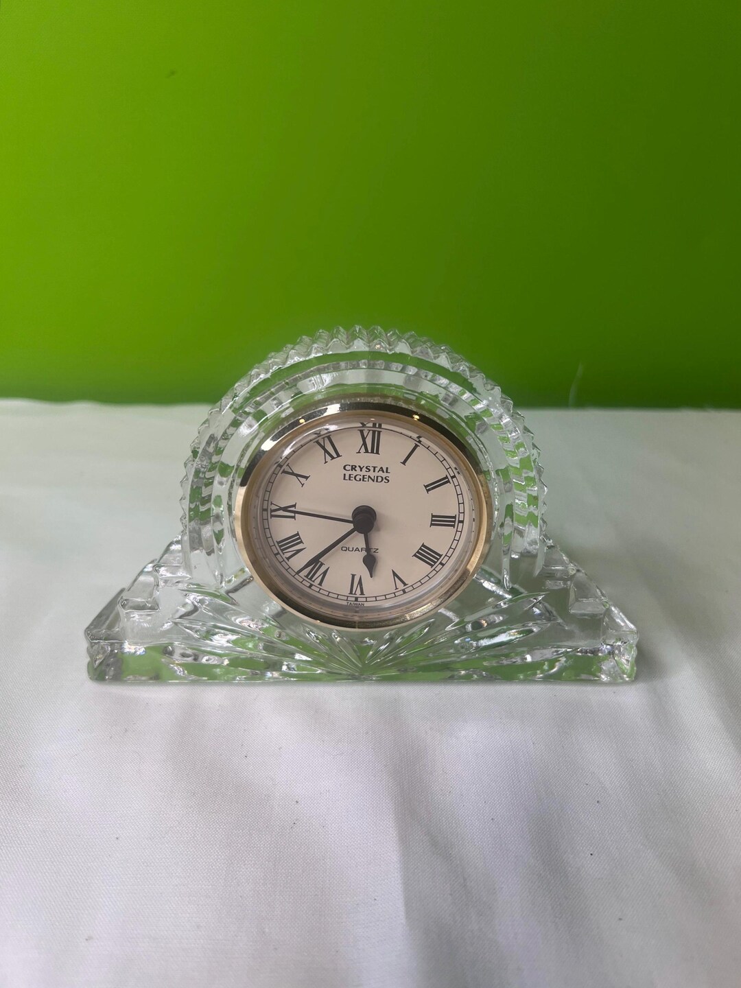 Vintage Mantle Clock Godinger Crystal Legends Art Deco 24% Lead Crystal ...