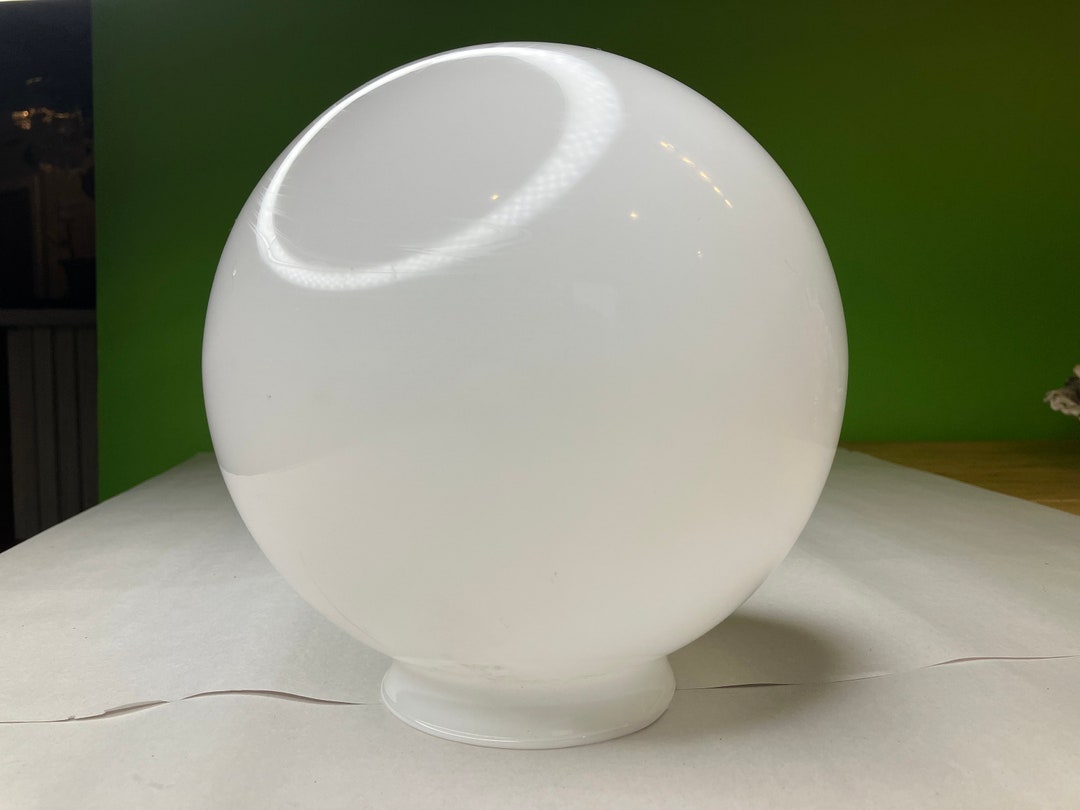 Vintage White Glass Round Lamp Post Shade - Etsy
