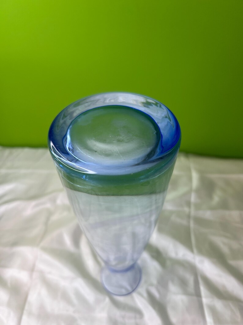 Vintage Blue Vase/ Decanter Beaker Shape 12" Tall Flower Display Holder ...