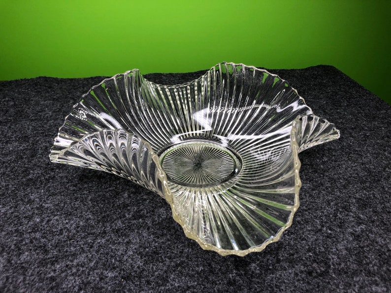 Vintage Pressed Clear Glass Truffle Dish With Beautiful Ribbed Pattern ...
