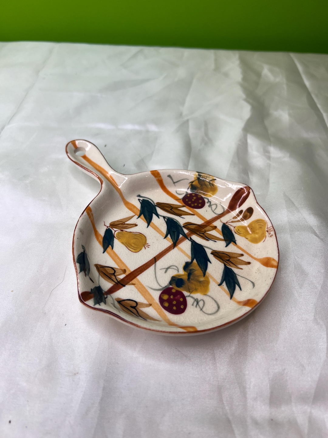 Vintage Nasco Hand Painted Spoon Rest Ceramic Skillet Shaped ~ Veowb ...