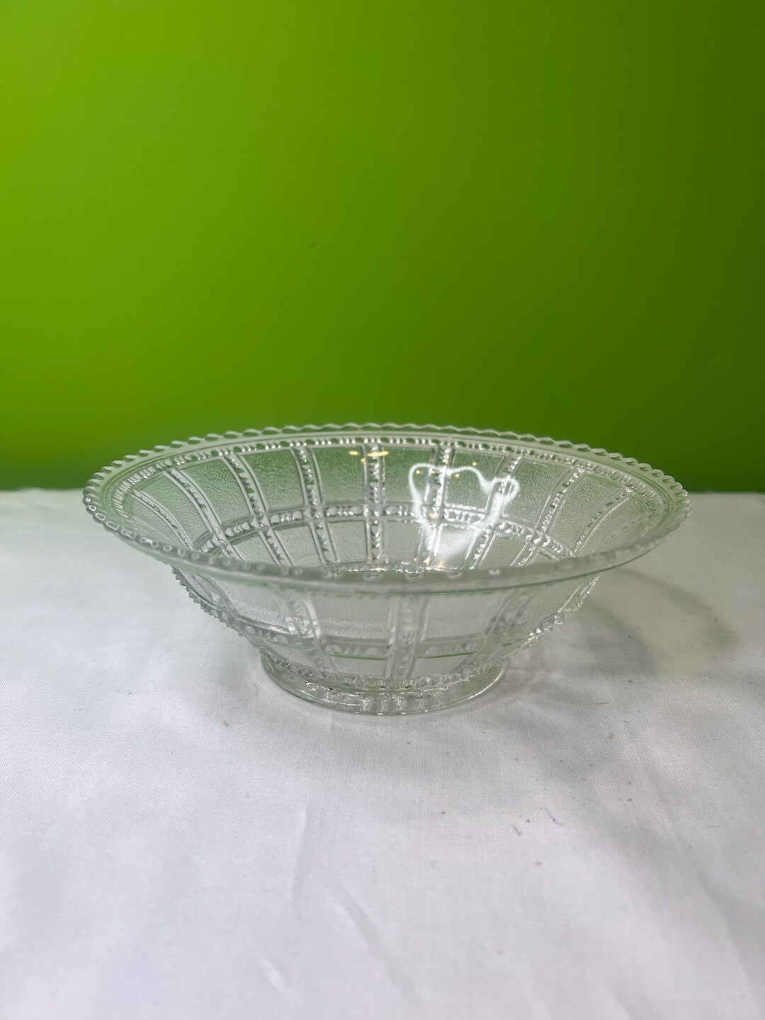 Vintage Imperial Glass Beaded Block Pattern Clear Glass 7-1/2” Footed ...