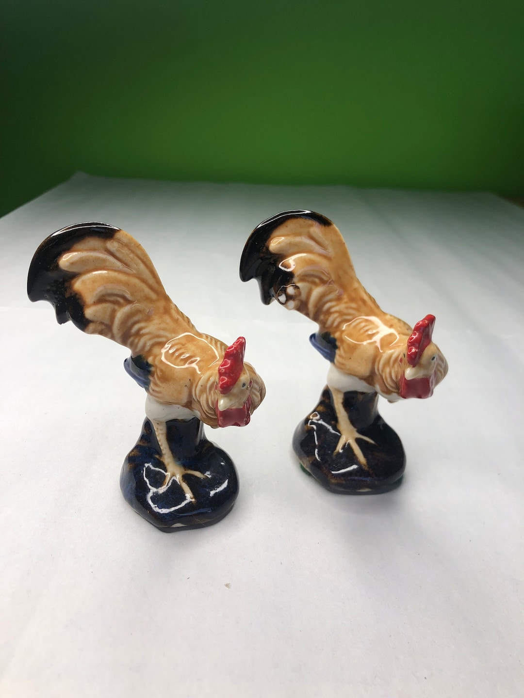 Vintage Ceramic Rooster Figurines Hand Made and Painted Set of 2 - Etsy