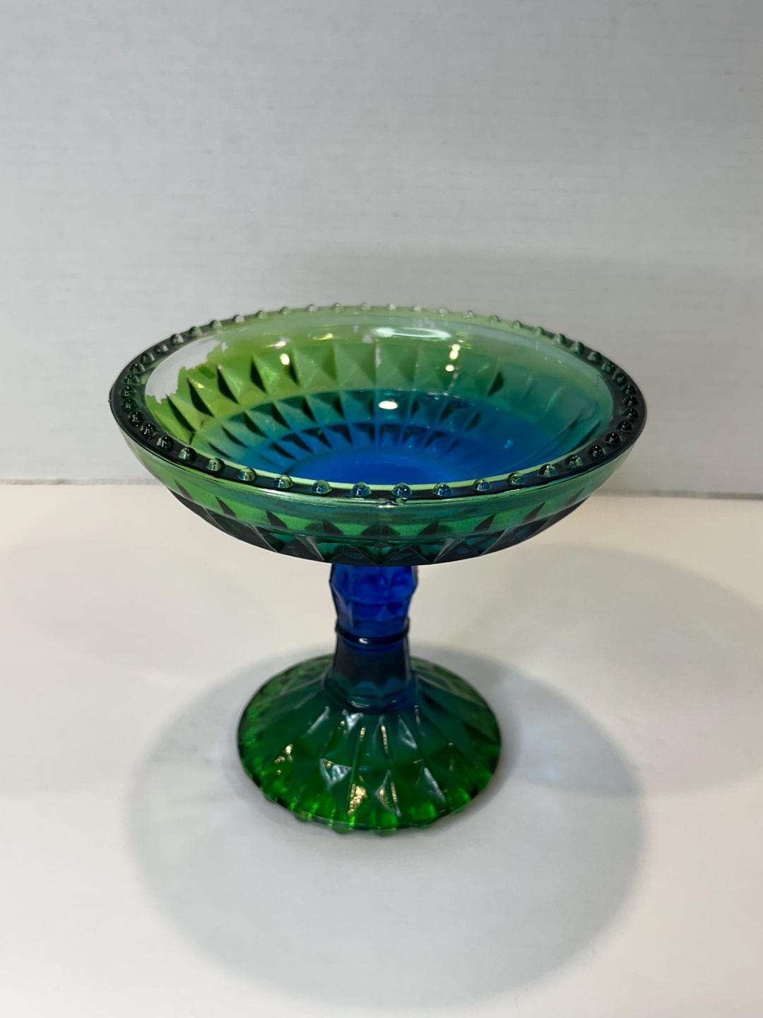 Vintage Stunning Jeanette Pressed Glass Mermaid Pedestal Candy Bowl or ...