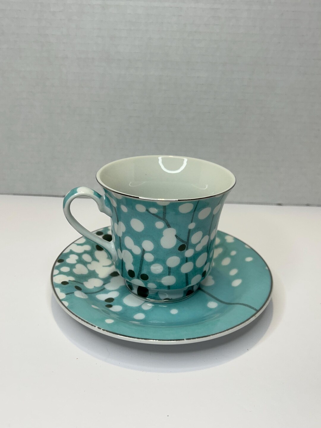 Vintage Darice Dogwood Turquoise Light Blue Bubble Whimsical Tea Cup ...