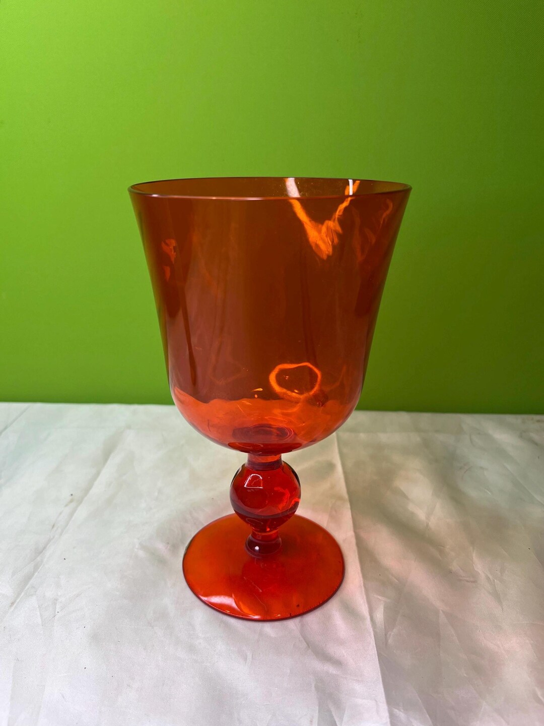 Vintage Orange/ Tangerine Glass Hurricane Candle Holder/vase, Fall Art ...