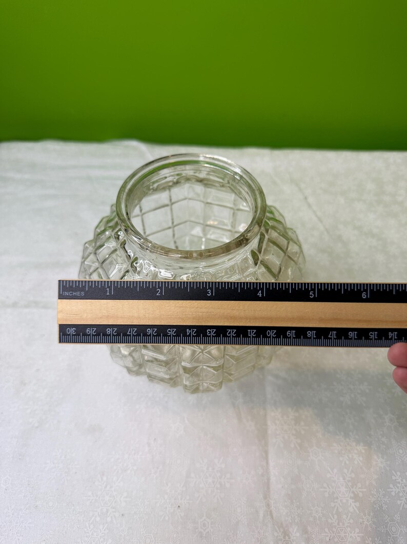 Vintage Clear Glass Block Pattern Rose Bowl ~ Could Be Used as Lamp ...