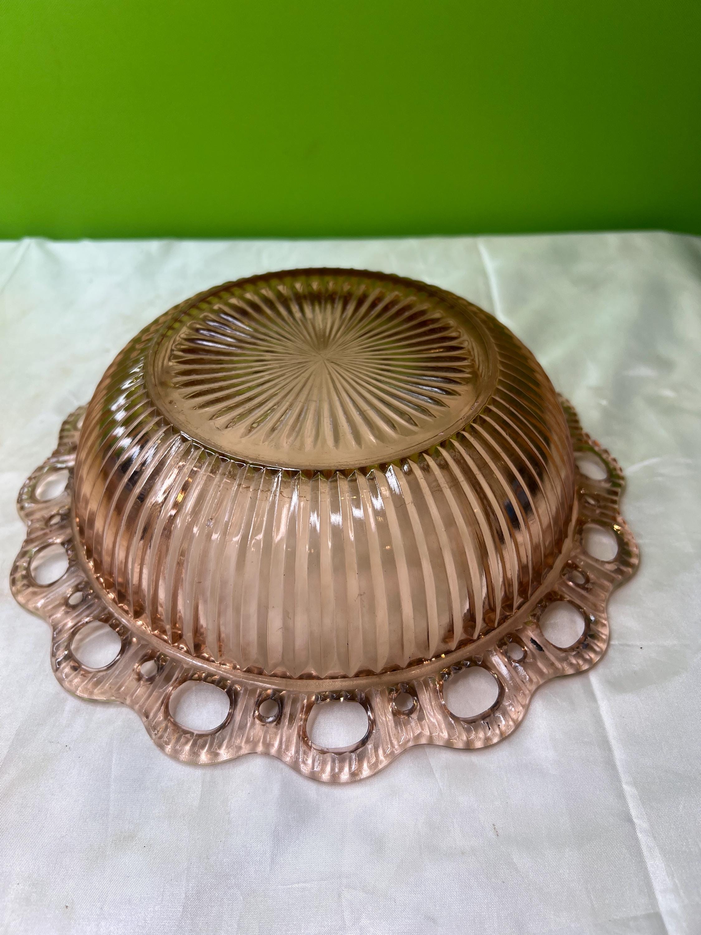 Vintage "old Colony" Pink Anchor Hocking Open Lace Ribbed Glass Bowl - Etsy
