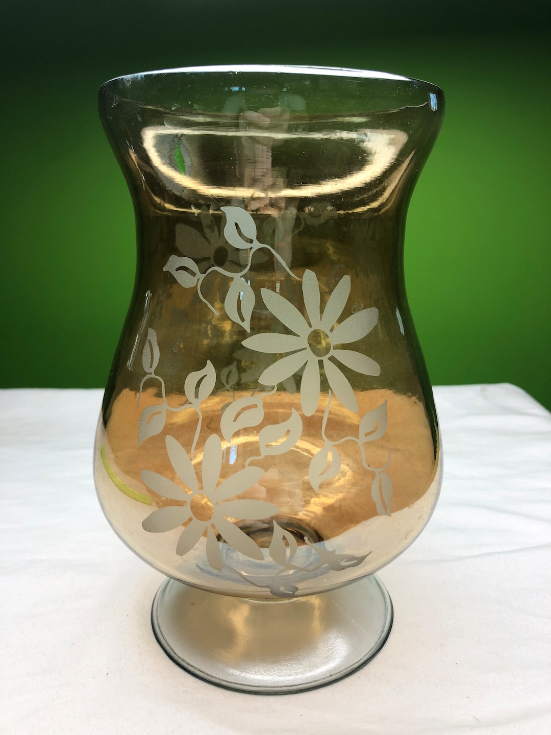 Vintage Light Amber Glass Vase With Large Body and Mouth Beautiful ...