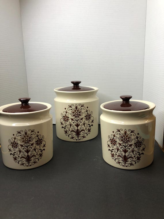 Cream Ceramic Canister Set Vintage White Ceramic Canister Set