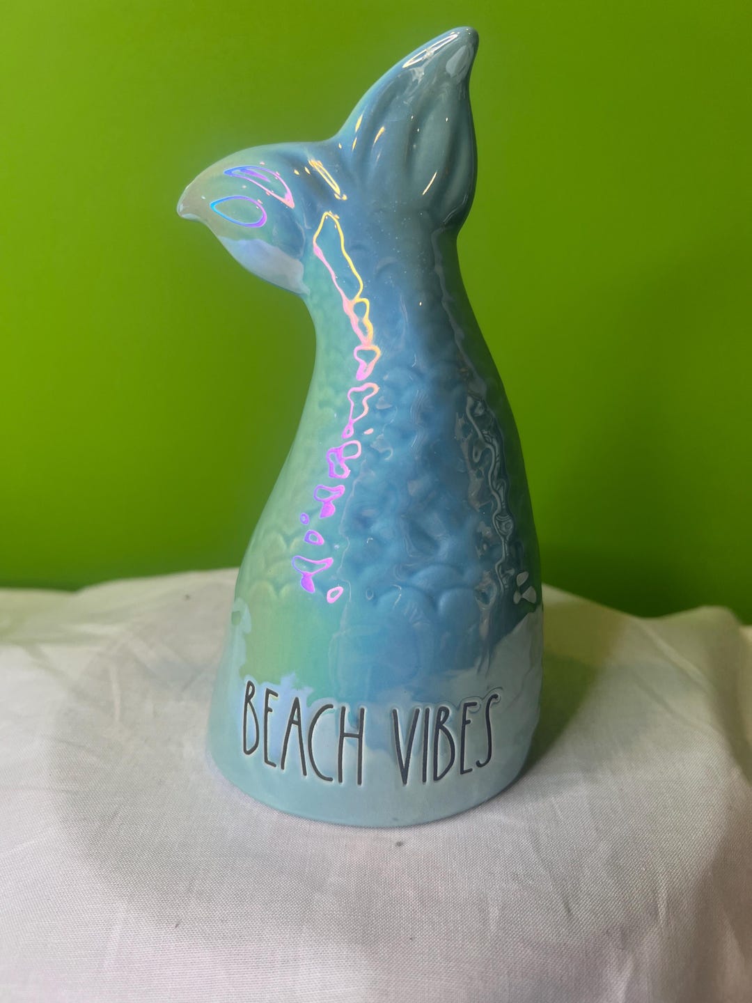 Rae Dunn Beach Vibes Mint Green Luster Iridescent Ceramic Mermaid Tail ...