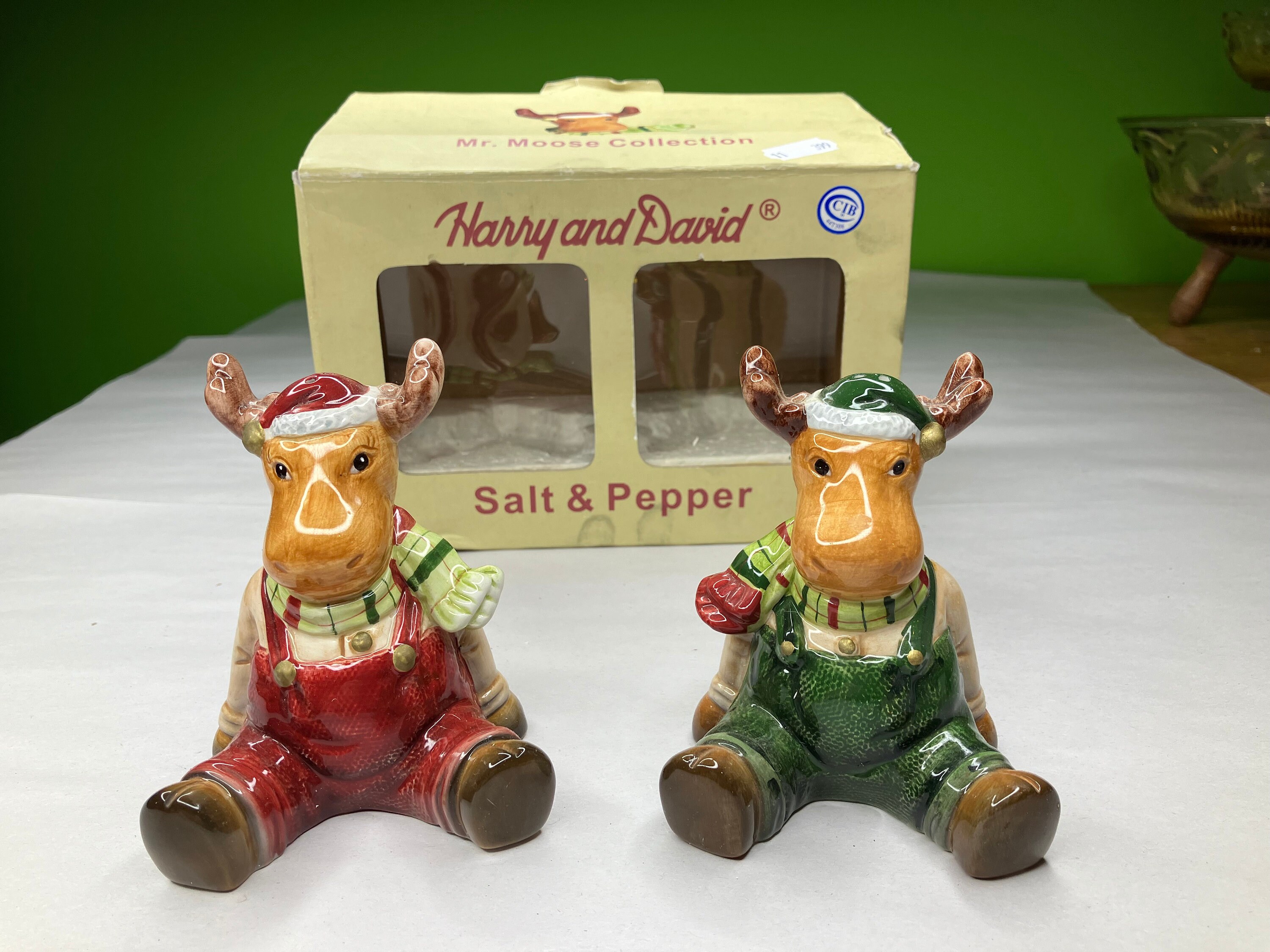 Vintage Harry and David Fine Ceramic Christmas Mr Moose Salt and Pepper Etsy UK