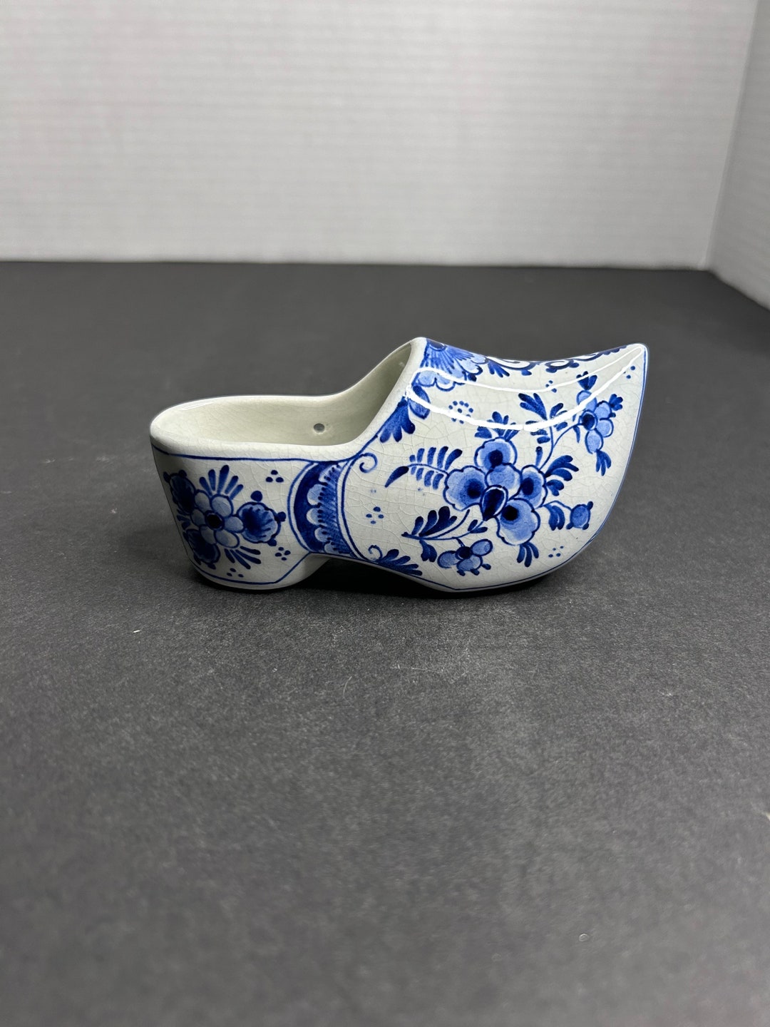 Vintage Delft Blue Pointed Toe 4” Floral Ceramic Clog - Etsy