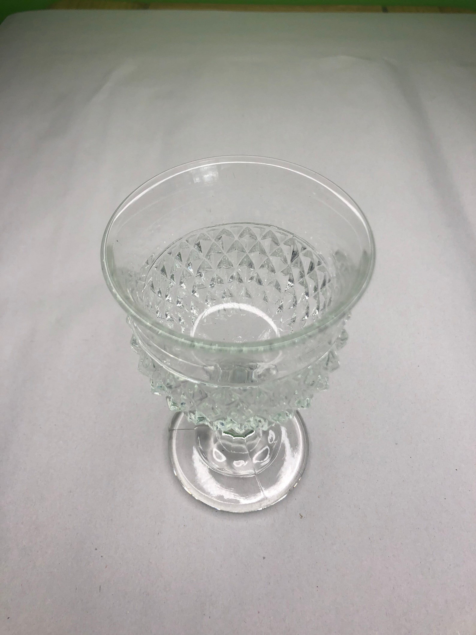 Vintage Indiana Glass Co Diamond Cut Glass Wine Glass Set of 4 With ...