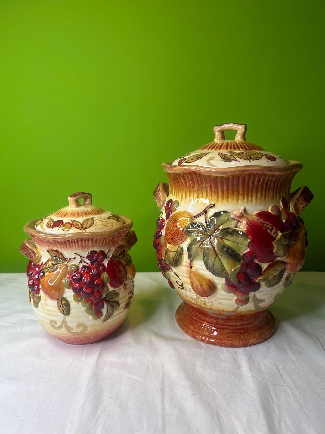 Vintage Certified International Set of 2 Ceramic Autumn Colored, Fruit ...
