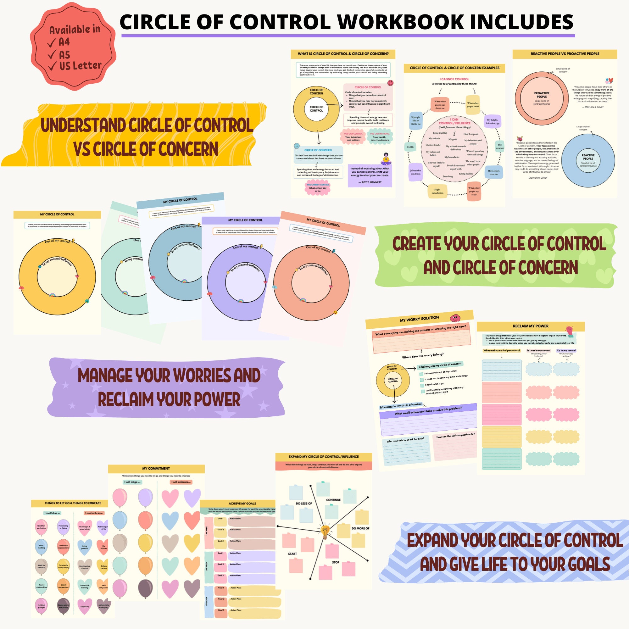 Circle of Control Worksheet, Coping Skills, Self Regulation, Anxiety ...