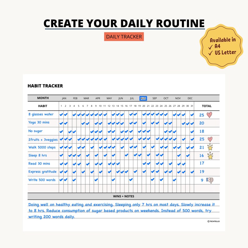 Habit Tracker, Habit Tracker Printable, Daily Weekly Monthly Habit ...