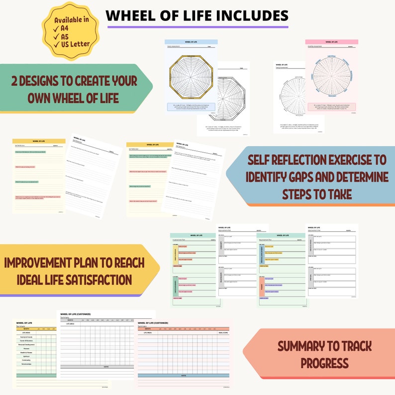 Wheel of Life Life Balance Wheel Coaching Worksheets - Etsy