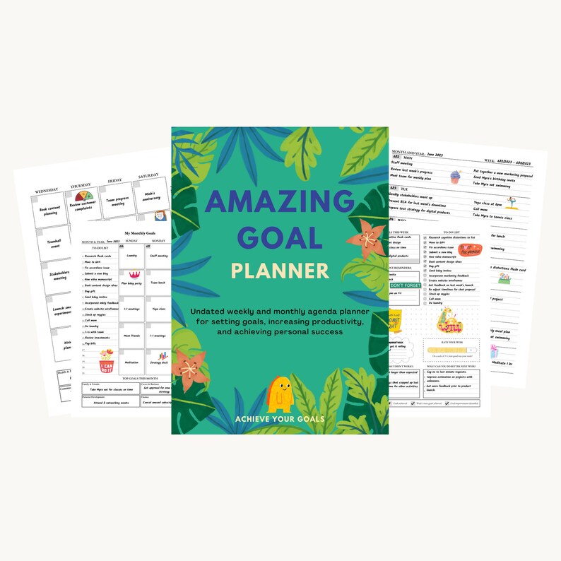 Goal Planner Printable, Goal Setting and Tracker, Undated Monthly and ...