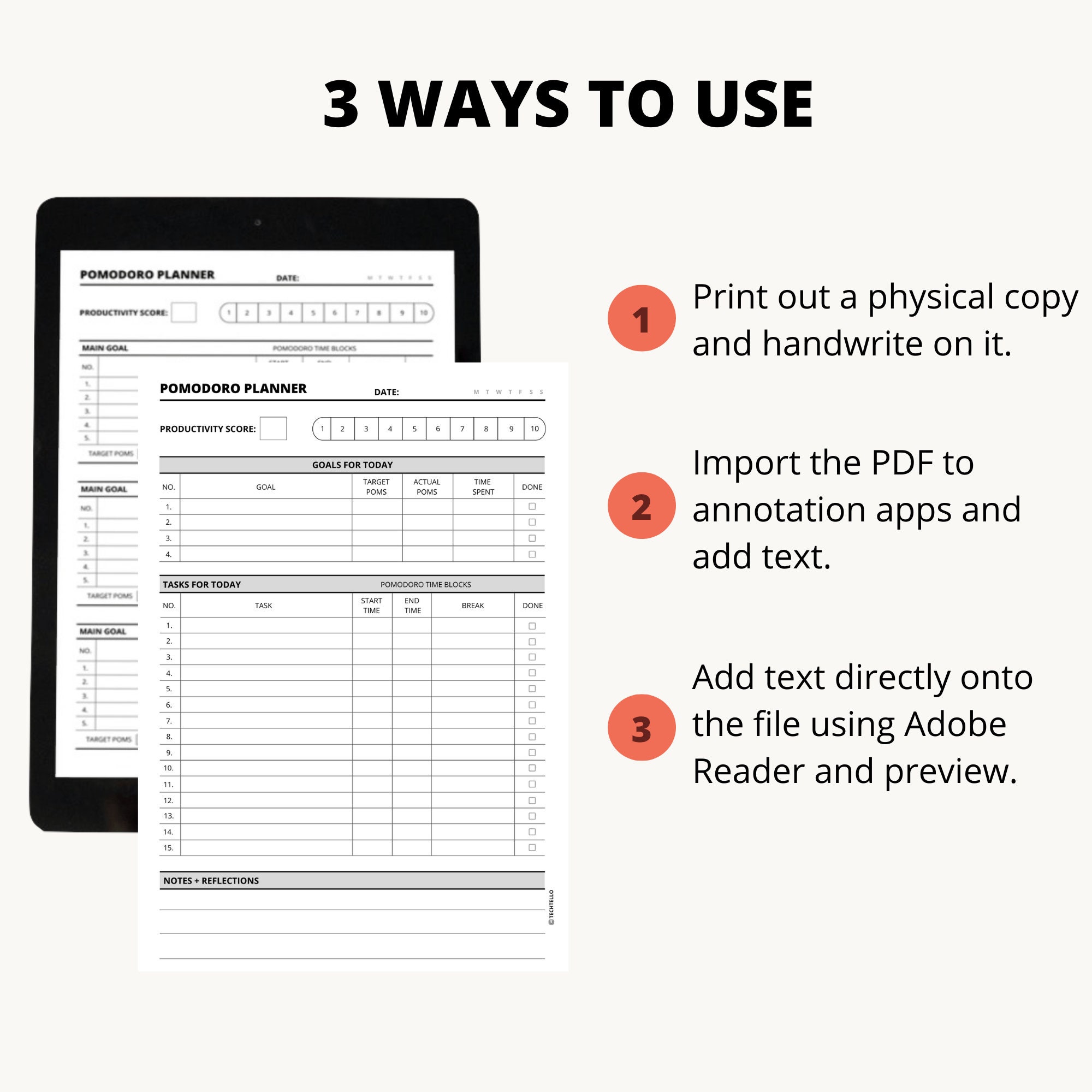 Pomodoro Planner, Pomodoro Printable, Pomodoro Tracker, Productivity ...