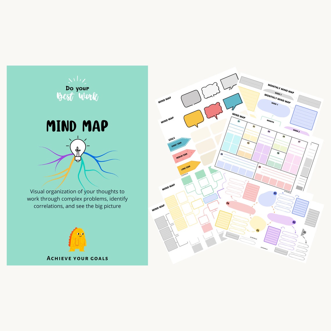 Mind Map Template, Mind Map Printable, Idea Board, Study Guide Template ...