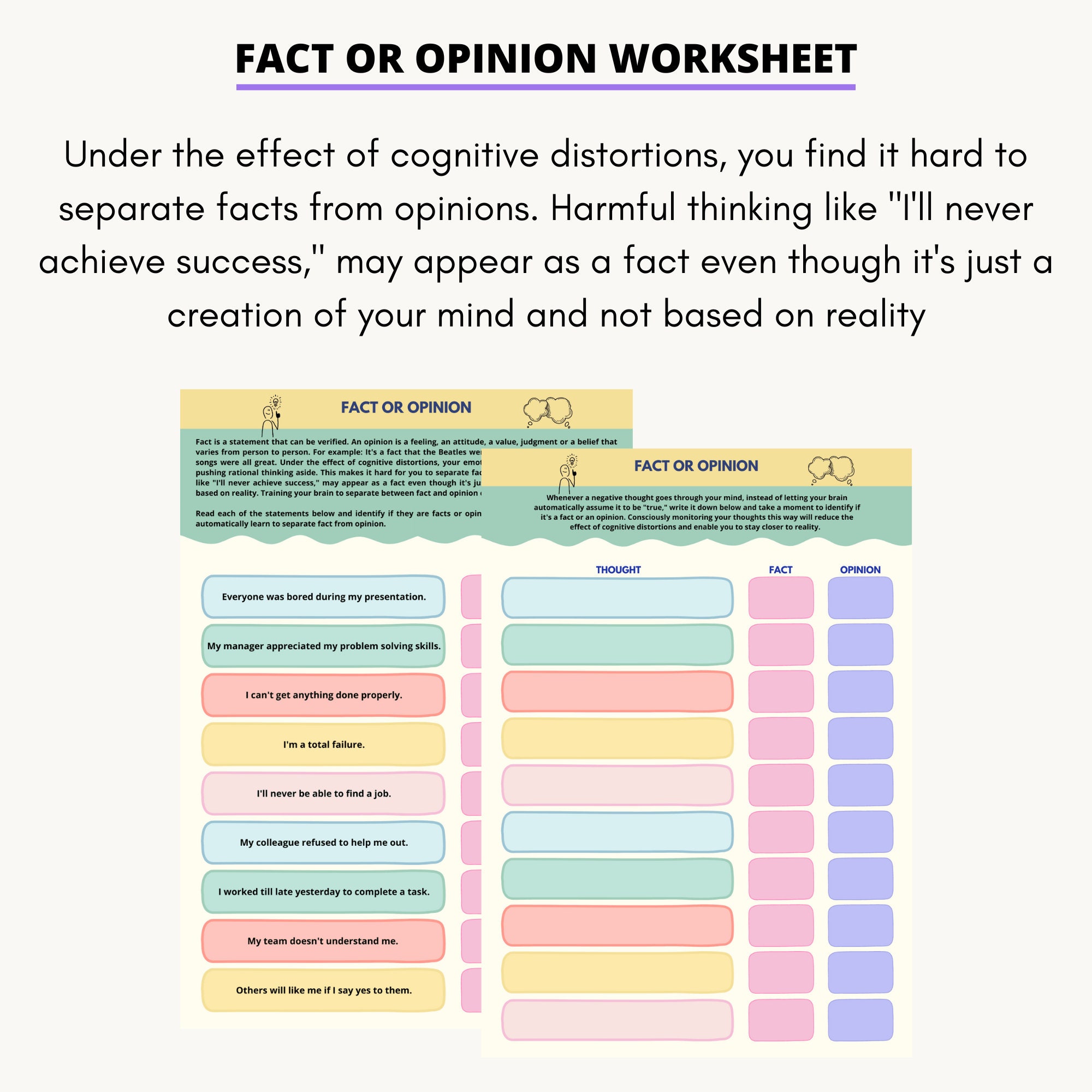 Cognitive Distortions, Mindfulness Cards, Cognitive Restructuring ...