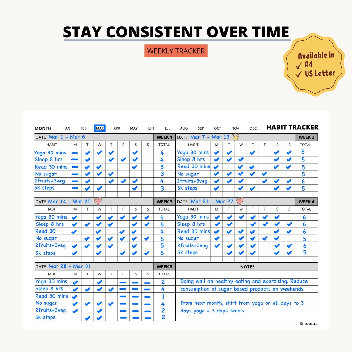 Habit Tracker, Habit Tracker Printable, Daily Weekly Monthly Habit ...