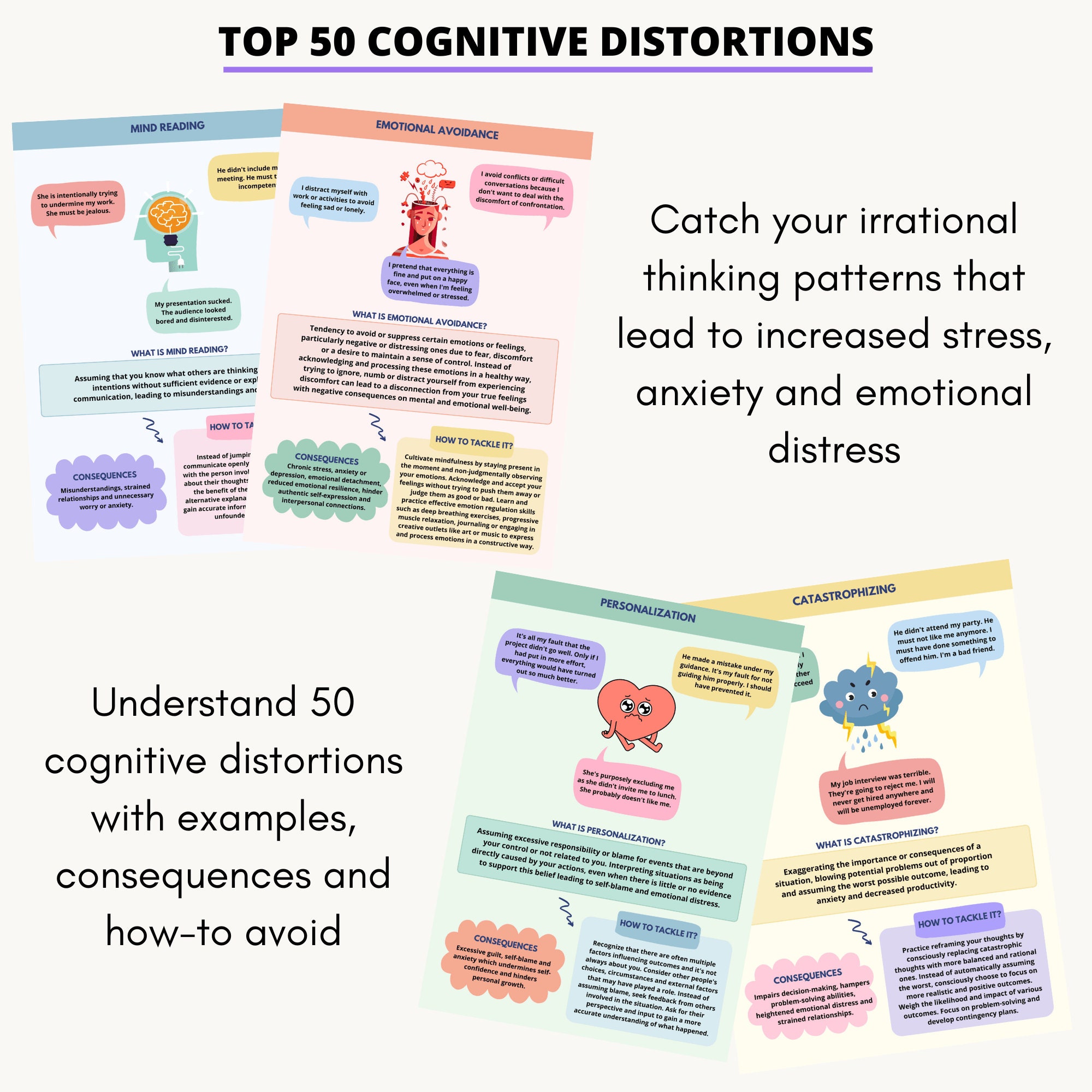 Cognitive Distortions, Mindfulness Cards, Cognitive Restructuring ...