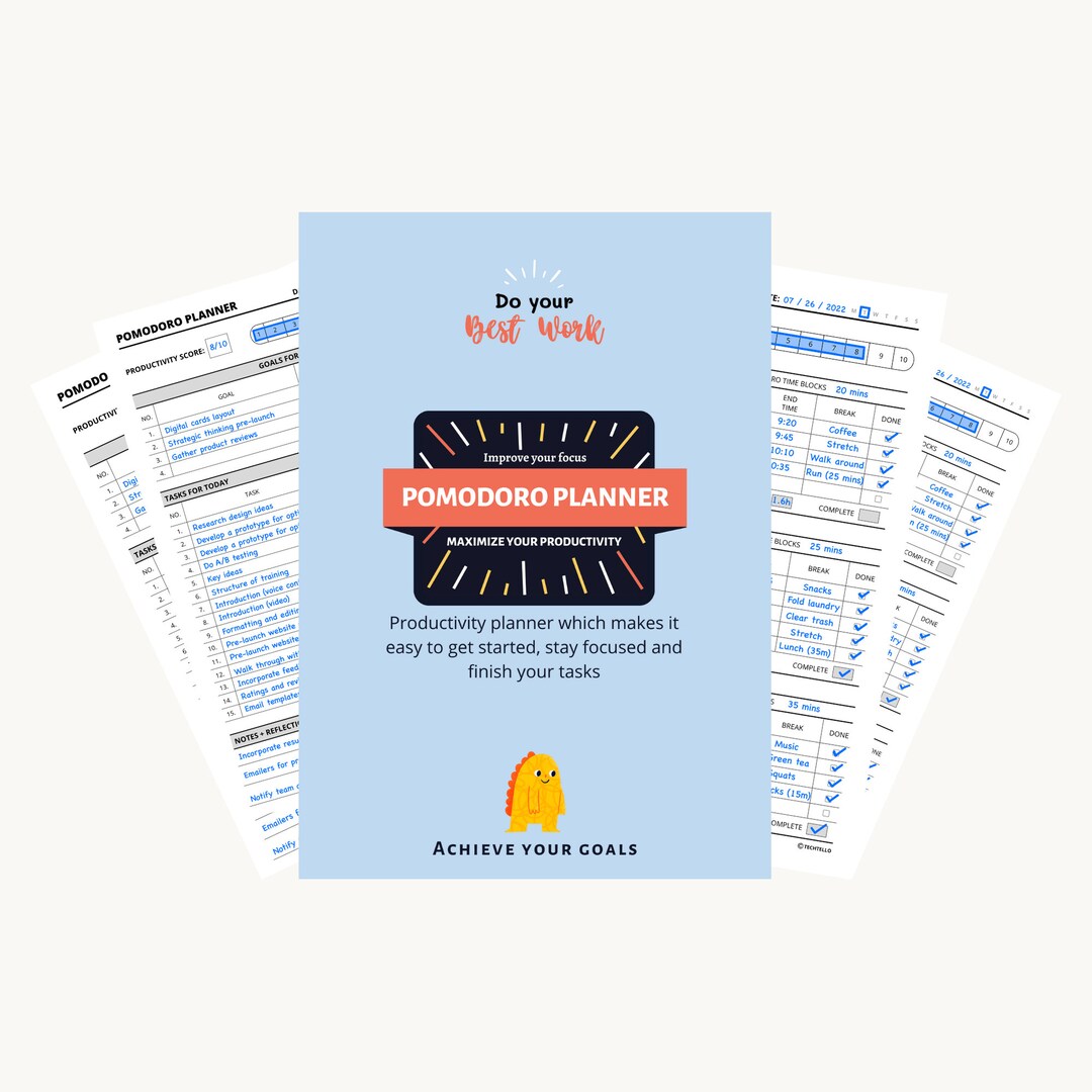 Pomodoro Planner, Pomodoro Printable, Pomodoro Tracker, Productivity ...