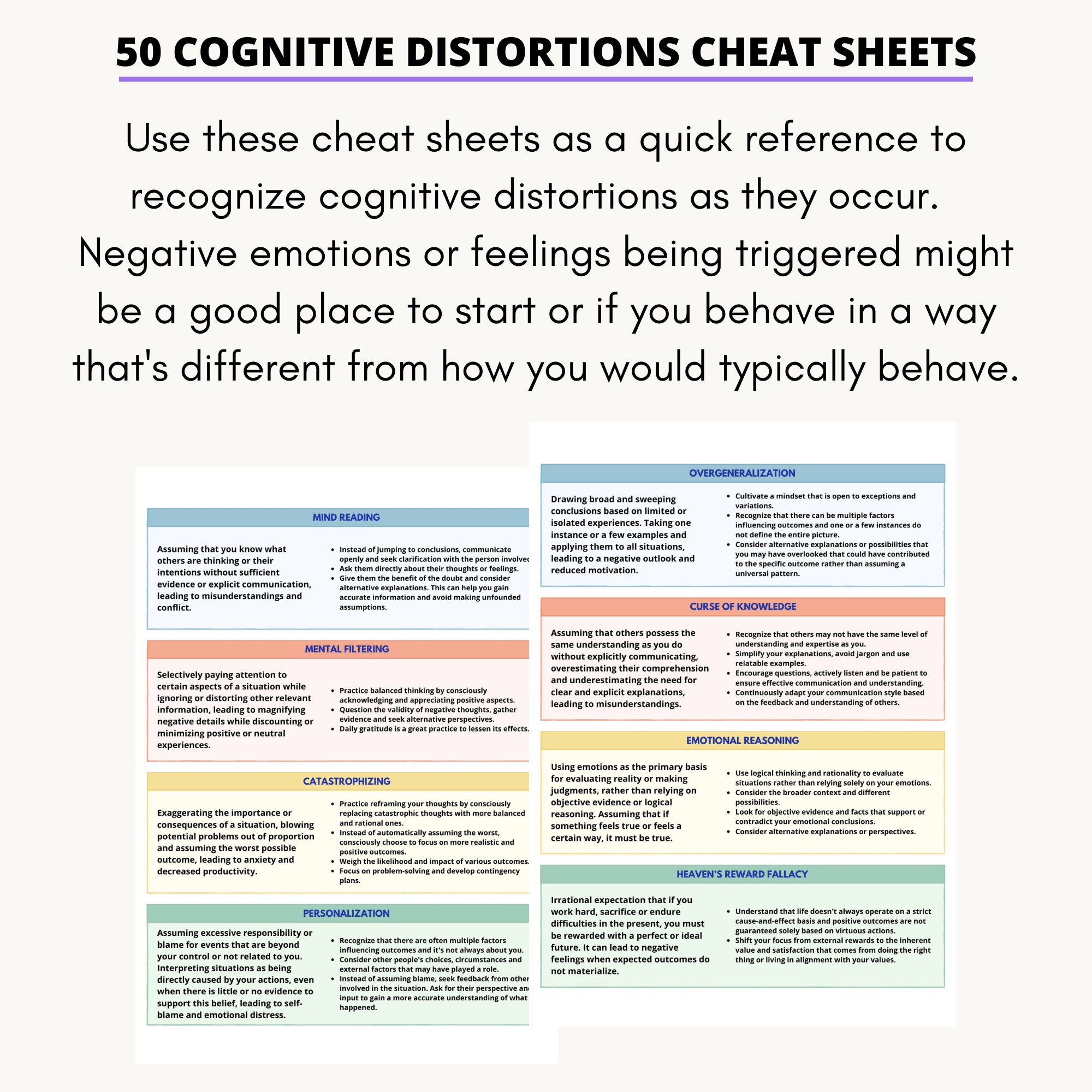 Cognitive Distortions, Mindfulness Cards, Cognitive Restructuring ...