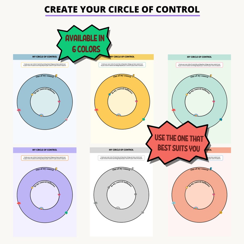 Circle of Control Worksheet, Coping Skills, Self Regulation, Anxiety ...