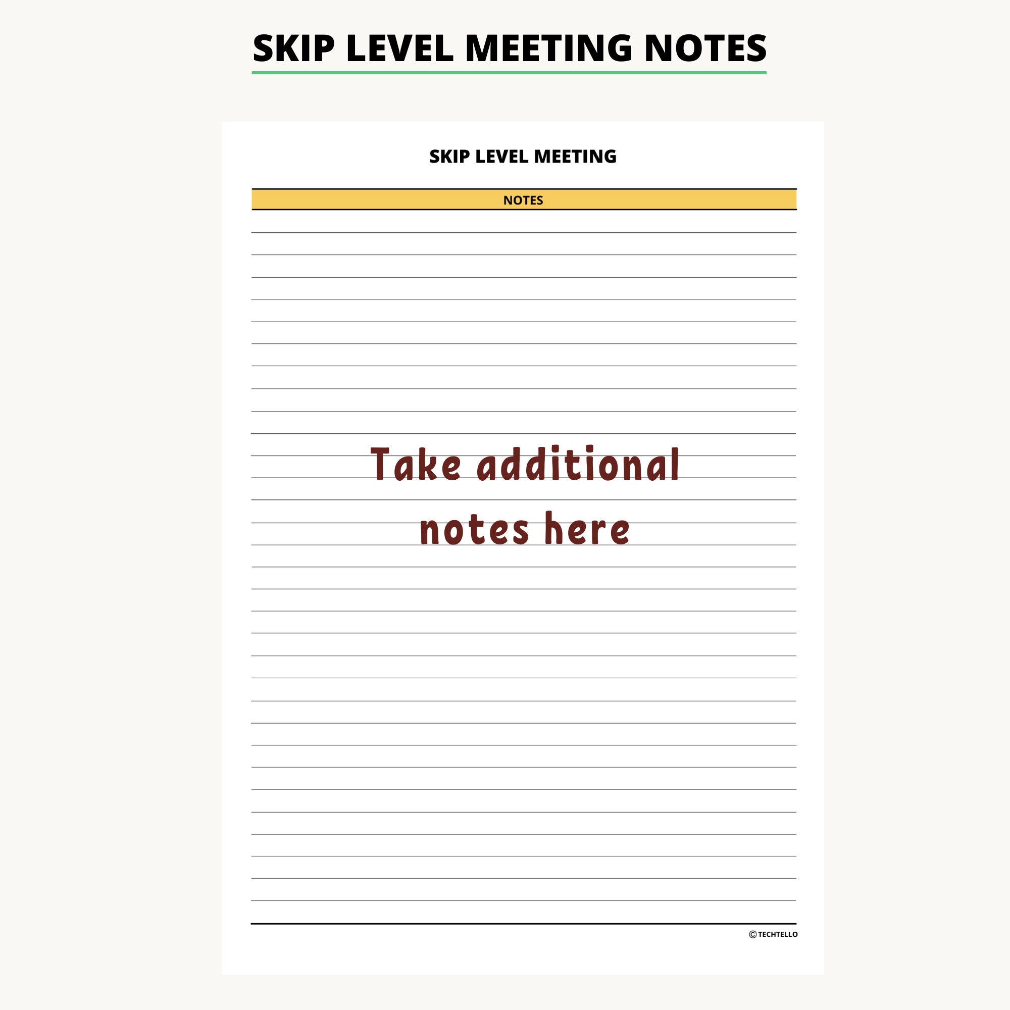 Skip Level Meeting Questions Template Printable, Meeting Notes, Meeting ...
