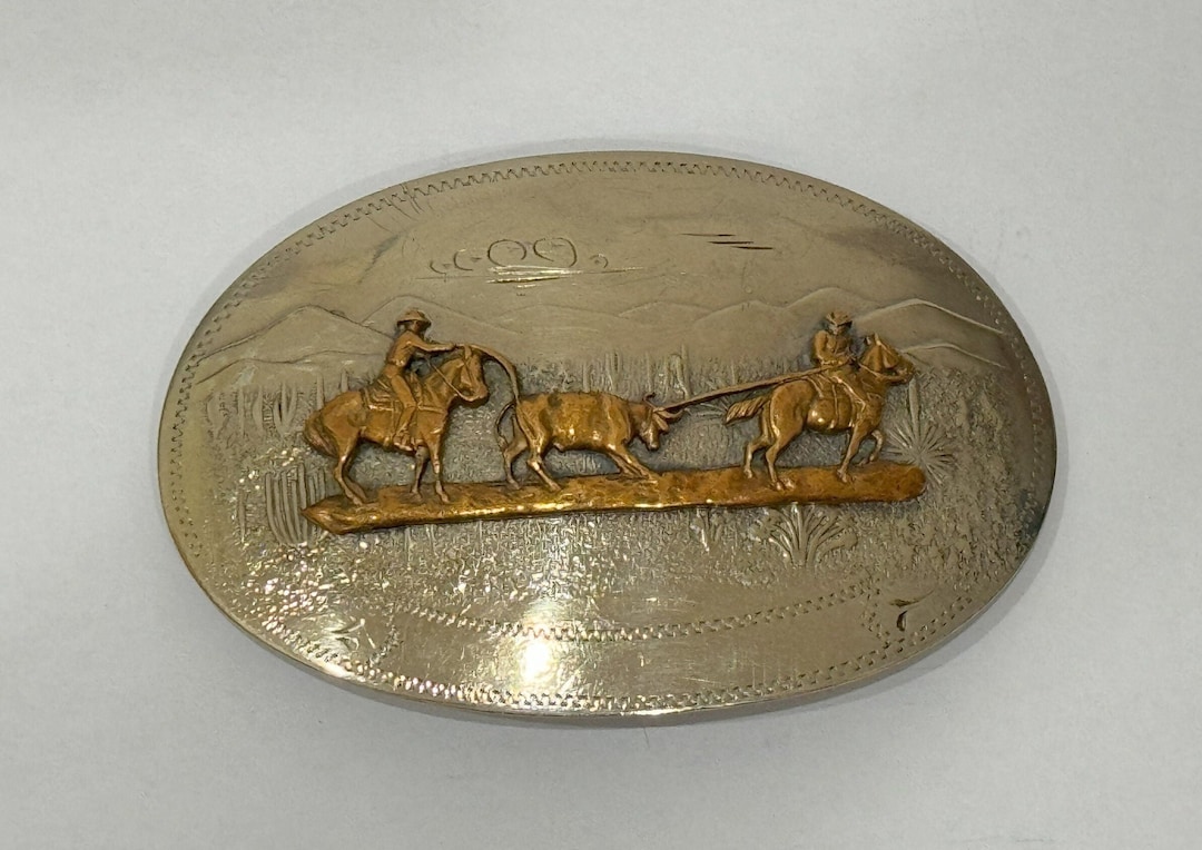 Irvine & Jachens Vintage German Silver Team Roping Belt Buckle - Etsy