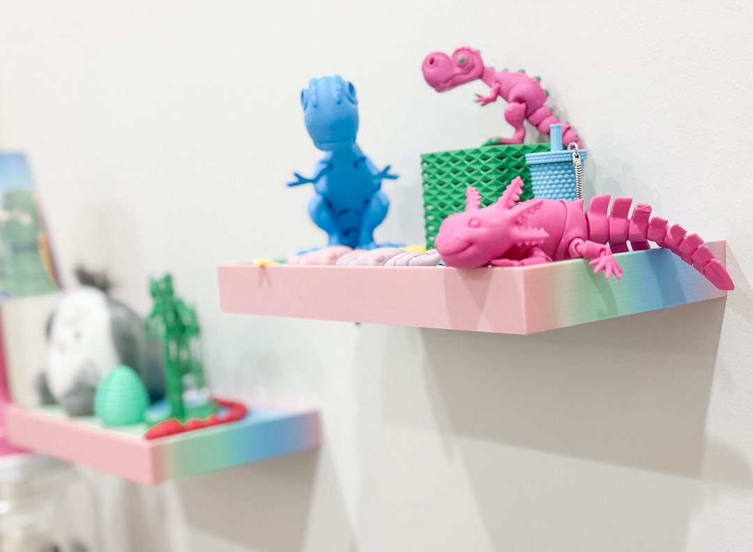 3D Printed Floating Shelf in Pastel Rainbow - Perfect for Kids’ Rooms ...